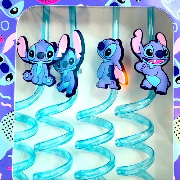 Disney | Dining | Disney Stitch Ltd Edition 4pack Reusable Curly Straws ...